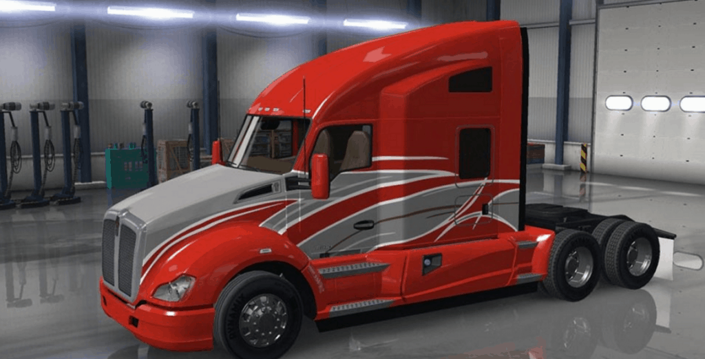 Kenworth T680 Red Stripe Skin ATS | American Truck Simulator Mod