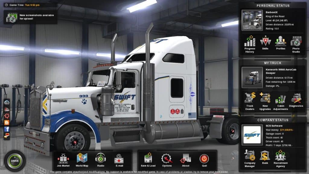 UNCLE D LOGISTICS SWIFT TRUCKING KENWORTH W900 SKIN MOD 7 - American ...