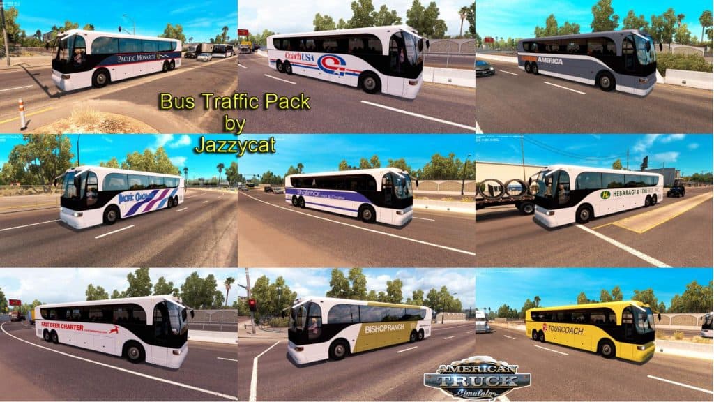 BUS TRAFFIC PACK BY JAZZYCAT V1.1 ATS | American Truck Simulator Mod