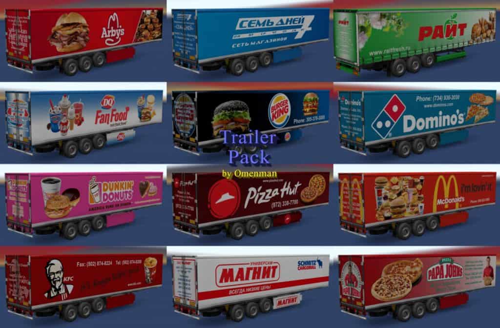 Trailer Pack Foods v 2.0 ATS | American Truck Simulator Mod