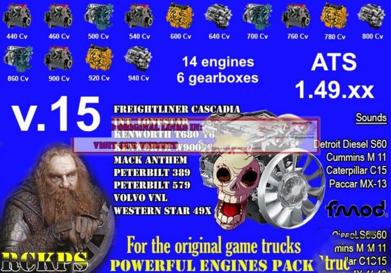 Powerful Engines & Gearboxes Pack v.15 for ATS 1.49.xx | American Truck ...