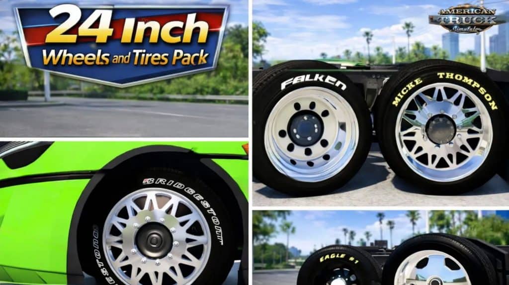 24 Inch Wheels and Tires Pack v1.8 (1.57.x) | American Truck Simulator Mod